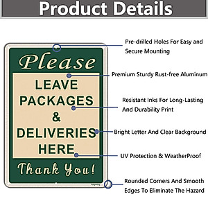 Please Leave Deliveries and Packages Here Thank You Signs 10 x 14 Inches Package Delivery Sign, Metal Reflective Sturdy Rust Aluminum Waterproof Easy to Install