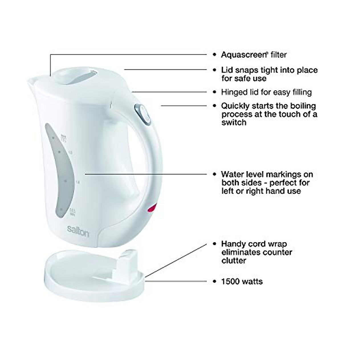 Salton Electric Jug Kettle, STD, White