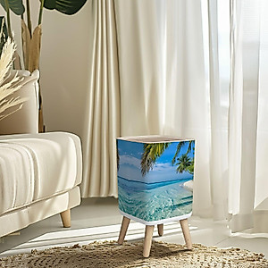 LGCZNWDFHTZ Small Trash Can with Lid Maldives Island Wastebasket with Press Cover Dog Proof Garbage Can Waste Bin for Kitchen Bathroom Nursery 2.6 Gallon