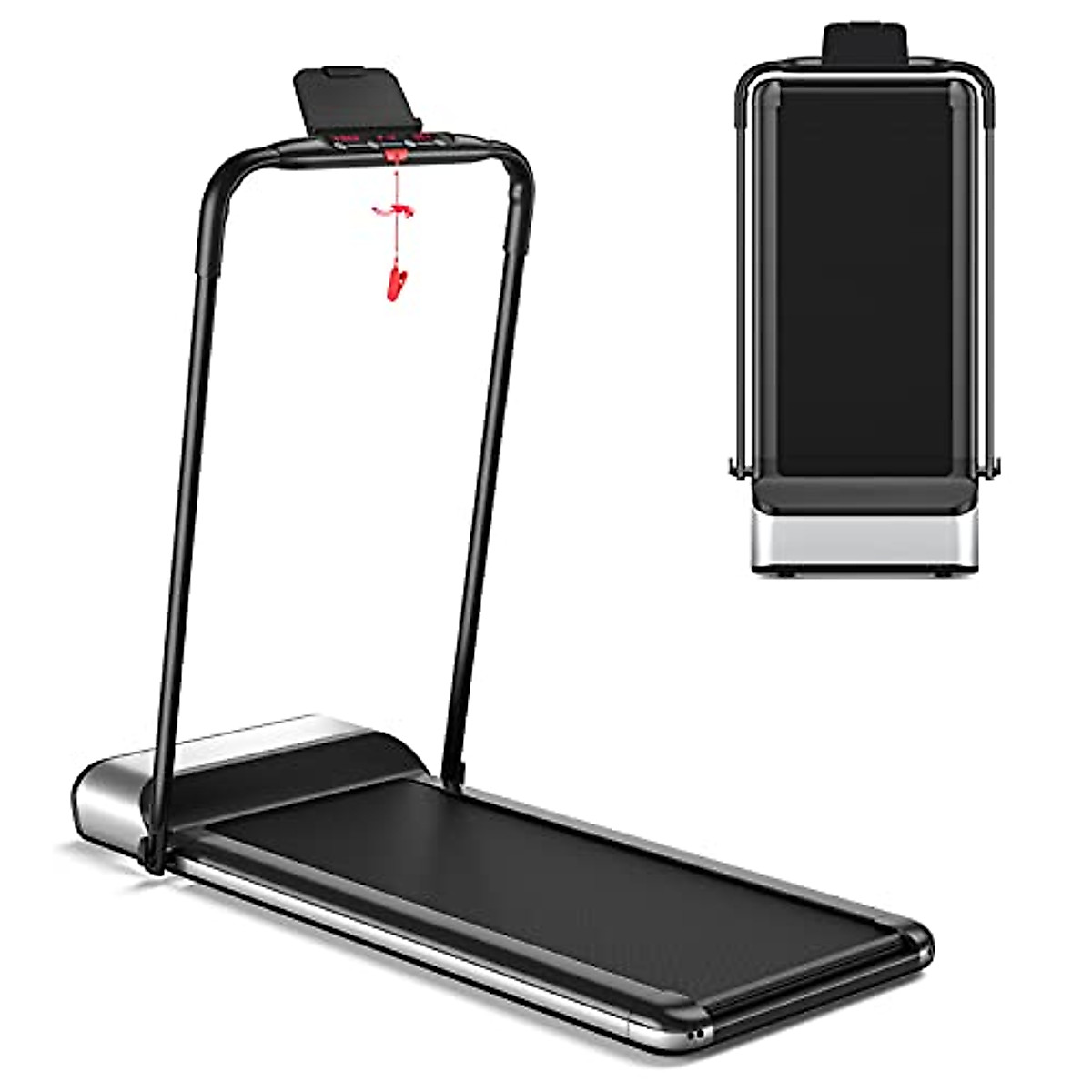 Goplus Folding Treadmill, Ultra-Thin Installation-Free Foldable Electric Treadmill, Low Noise, Walking Jogging Machine, Portable Superfit Treadmills for Home Office