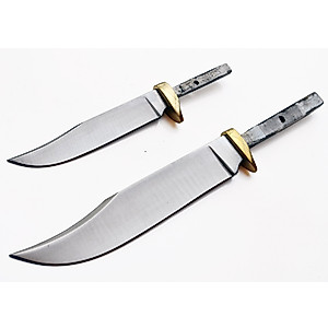 Whole Earth Supply Set of 2 Blades for Knife Making (5 1/4" & 7 1/2") Mini Hunter Blank Custom Game Hunting Blanks Skinning Knives