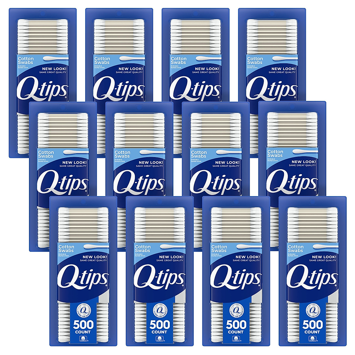 Q-tips Cotton Swabs for Hygiene and Beauty Care Original Cotton Swab Made with 100% Cotton 500 Count, Pack of 12