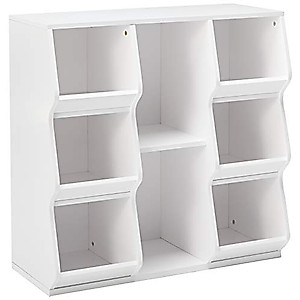 Kings Brand Furniture White Finish Wood Cubby Storage Cabinet Unit