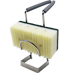 Stainless Steel Sink Caddy Sink Sponge Holder, Small Kitchen Bathroom Organizer Faucet Rack, Fix Around Faucet, Silver