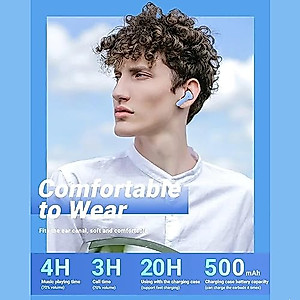 OUGECOOK Eifrt Headphones Crystal Earbud, Eifrt Earbuds, Eifrt Earbuds, with Enc Noise Canceling Earphones, Sports Waterproof Earphone, Mini Crystal in-Ear Earbuds. (Blue)