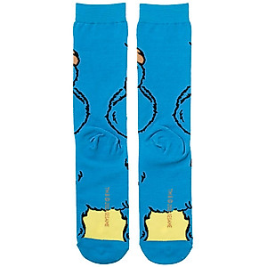 Bioworld Sesame Street Cookie Monster 360-Degree Graphic Print Crew Socks for Men
