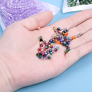 10 Strands 4mm Rondelle Crystal Glass Beads, Micro 48 Faceted Tiny Glass Beads Diamond Cut Gemstone Strand Loose Beads Sparkly Beads for DIY Jewelry Making,Gold