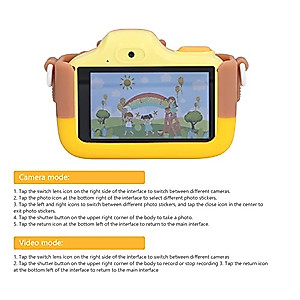 Tnfeeon Kids Camera Toddler Camera Yellow Silicone Children's Mini Big Screen Touch Screen Digital Camera Birthday Gift