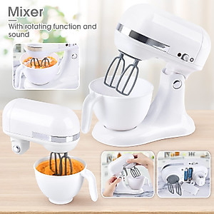 Kitchen Appliances Toys, Kids Play Kitchen Accessories Set,Pretend Kitchen Toys for Kids Ages 4-8,Coffee Maker,Mixer,Toaster That Works, for Girls Ages 3+