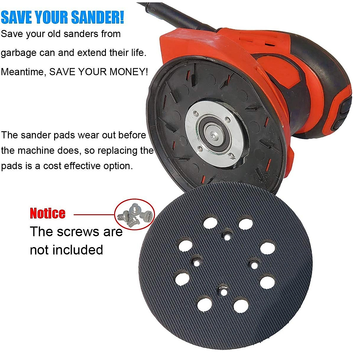 2 Pack 5 Inch 8 Hole Hook and Loop Replacement Sander Pad for Milwaukee 6021-21, 6034-21, 2648-20, 2648-21 Random Orbit Sanders -5" Sanding Pad for Part Number 51-36-7100