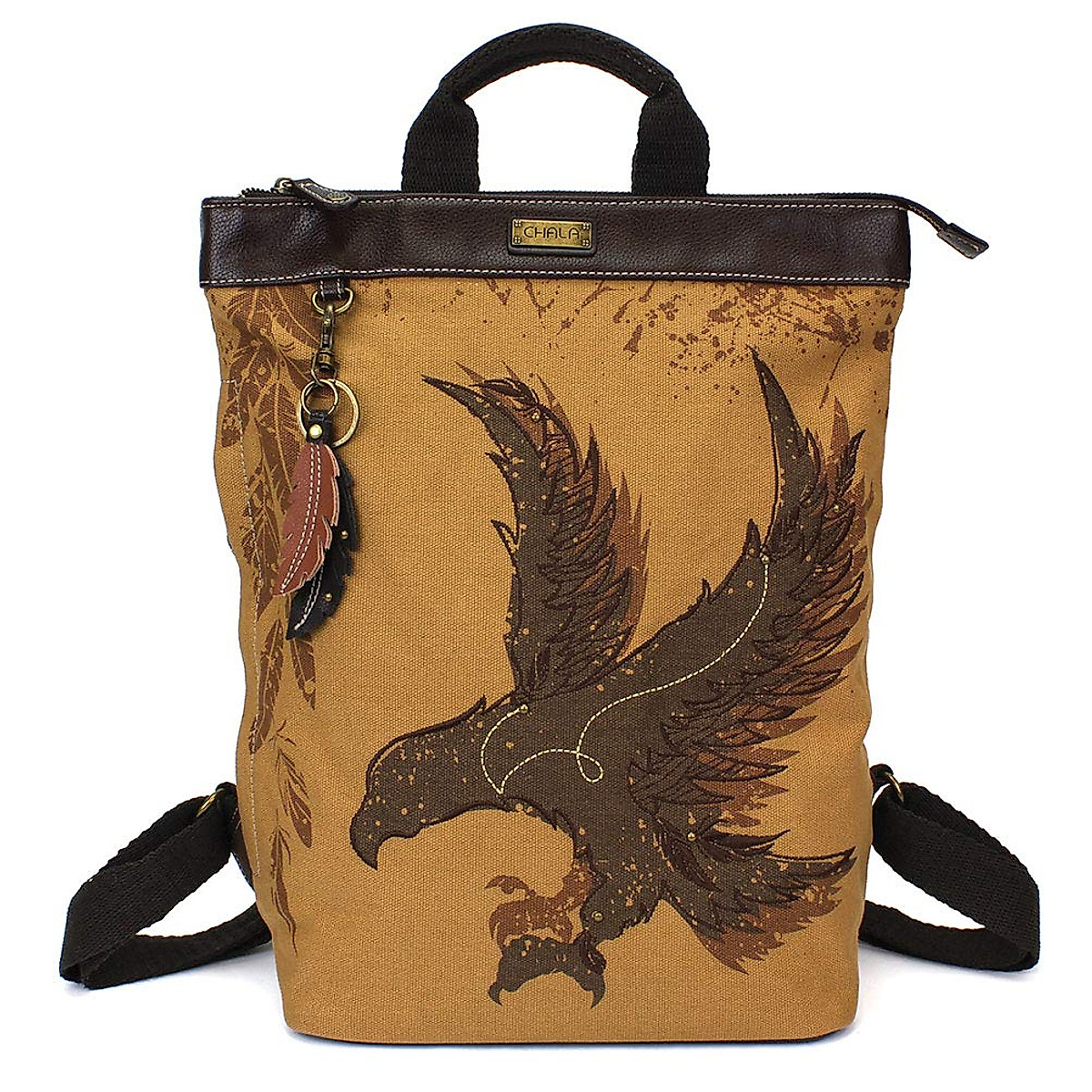CHALA Safari Backpack Faux Leather/Canvas - Eagle -Brown