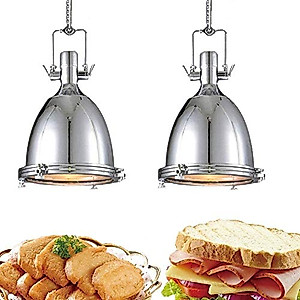 Commercial Food Warmer Stainless Steel Buffet Heat Lamp, Cafeteria Heating Lights Height Adjustable, 360mm