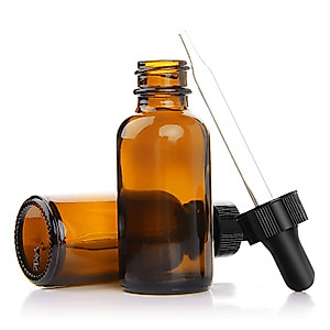 Yesker Amber Glass Bottles for Essential Oils with Glass Eye Dropper 30 ml (1oz) for Essential Oils, Chemistry Lab Chemicals, Colognes & Perfumes (12 pack)