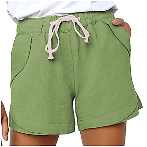 Plus Size Shorts for Women Shorts for Women Trendy High Waisted Drawstring Shorts Casual Loose Fit Summer Short Pants with Pockets Green 2X