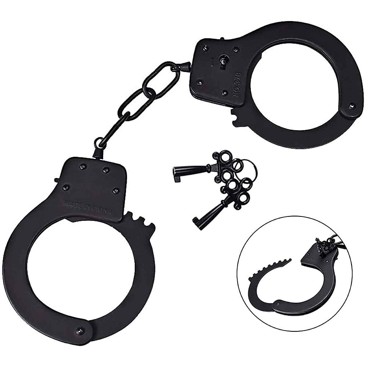 Bedsecret Handcuffs Double Lock Steel Police Edition Professional Grade Handcuffs,Hand Cuffs Cop with Keys（black）