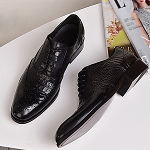 YUHAOTIN Fashion Style Men's Breathable Comfortable Business Lace Up Work Leisure Solid Color Leather Shoes Hiking Boots Men Black