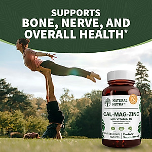 Natural Nutra Calcium Magnesium Zinc (Cal-Mag Zinc) Supplement with Vitamin D3 for Bone Strength, Helps Improve Digestion, Health Gluten Free and Sugar Free, Essential Mineral Complex (100 Count)