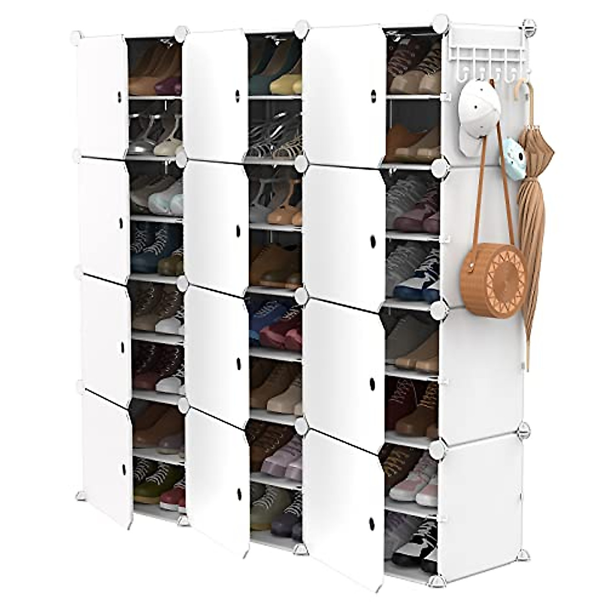 VTRIN Portable Shoe Rack Organizer 48 Pair Tower 4 Tiers for Entryway Shelf Storage Stand for Heels Boots Slippers Cabinet Narrow Standing Stackable Space Saver White