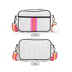 ORAD Crossbody Bags for Women, Neoprene Bag Crossbody Purse with Pompon Ladies Crossbody Purses (White)