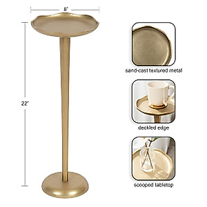 Kate and Laurel Alessia Modern Decorative Metal Drink Table, 8 x 8 x 22, Gold, Stunning Cast Aluminum Pedestal Plant Stand with Rough Texture and Deckled Edge