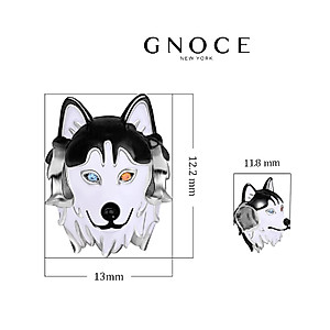 GNOCE Husky Dog Charm Bead Sterling Silver For Bracelet Heterochromia Husky Charm Bead Black Plated Fit Necklace Pets Charm for Women (1-Husky Dog)