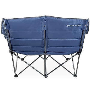 Black Sierra Doublewide Padded Camping Sofa, Camping Couch, Camping Loveseat, Comfortable Padded Heavy Duty Camp Chair, Beach Chari, Comes with Dual Cupholders and Carry Bag, Perfect for Patio or Deck