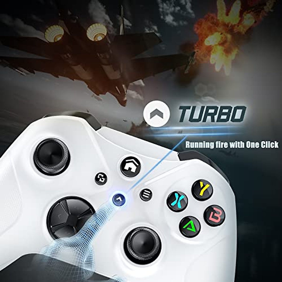 32Ft Wireless Controller Replacment for Xbox Controller, Compatible with Xbox One, Xbox Series X/S, Xbox One S/X, Steam, Android/iOS/PC Windows 7/8/10/11, Built-in Dual Vibration and Headphone Jack with TURBO Funtion (White)