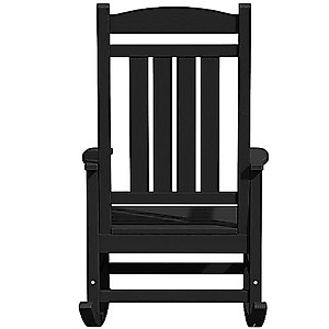 KINGYES Outdoor Rocking Chairs, HDPE All-Weather Patio Rocking Chairs High Back Porch Rocker for Adult, Black