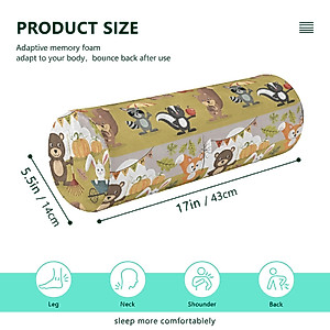 Vnurnrn Cute Animals Neck Support Pillow Round Neck Roll Bolster Cylinder Pillow Cervical Pillows Arm Pillow for Leg Knee Back Head Support for Gifts Camp Study Work