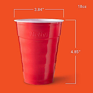 Hefty Party On Disposable Plastic Cups, Red, 18 Ounce, 30 Count