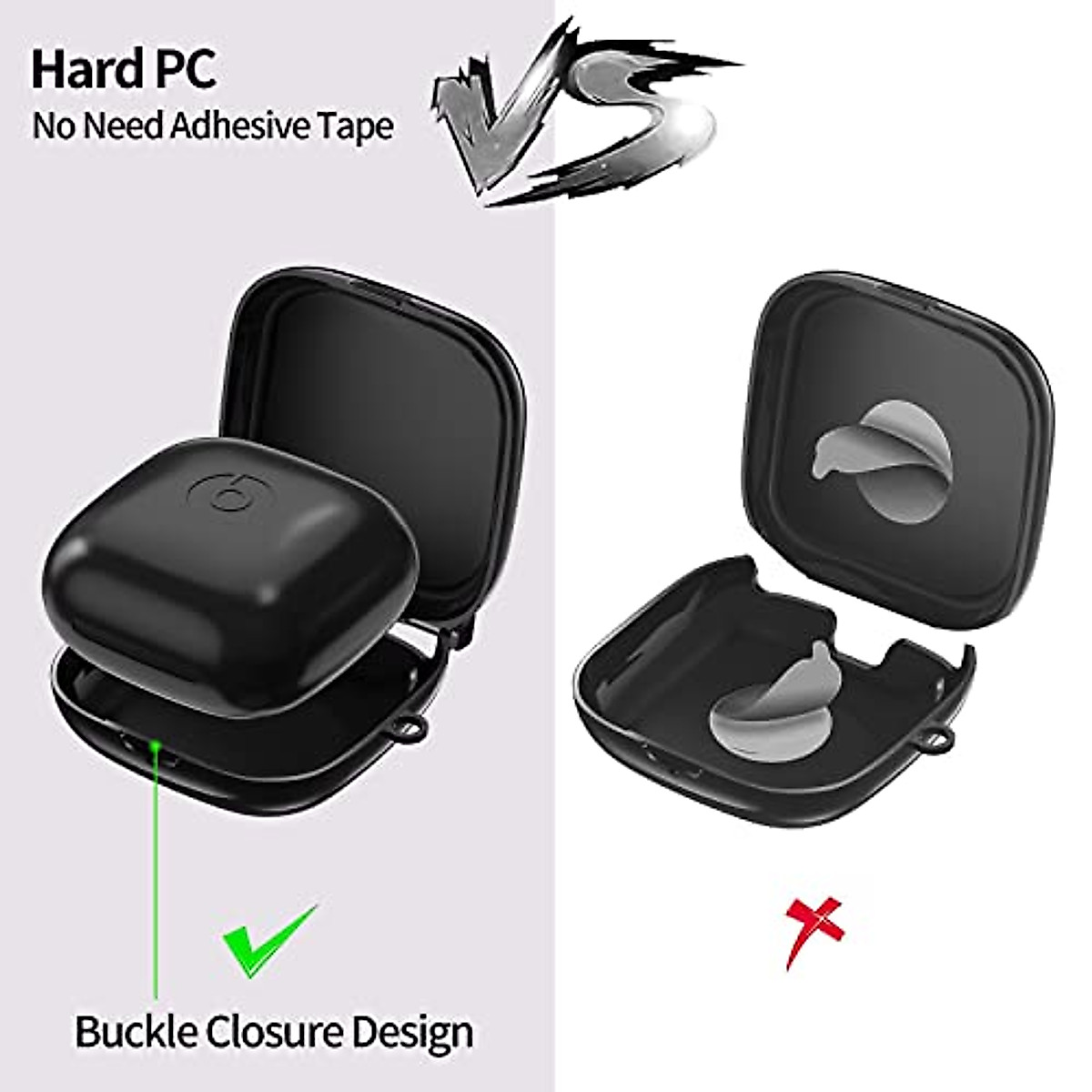 Powerbeats Pro Case Cover, Filoto Hard Case for Powerbeats Pro Wireless Earbuds Full Body Shockproof Protective Charging Case Skin with Keychain Accessories for Men Women (Black)