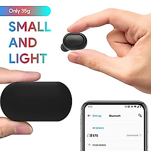 MIUMIUPOP Wireless Bluetooth Earbuds, Mini Size with LED Display? Immersive Bass Stereo Noise Cancelling Headphones, Headset for Sports, Home, Work Black (Black)