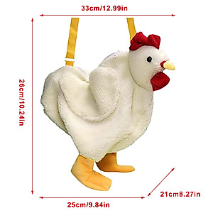 HENAA Cute Plush Crossbody Chicken Bag,Girls Women Funny Shoulder Cell Phone Wallet,Cute Cartoon Plush Purse Handbag Crossbody Shoulder Bag, White