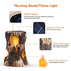 Fire Lights Outdoor Flickering, Solar Lights Outdoor Garden, Flickering Flame Solar Stump Light , Patio Lights Outdoor Waterproof , Solar Flame Lights Outdoor, Fake Campfire