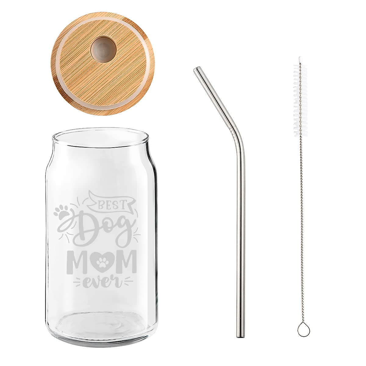 HAYOOU Dog Mom Gifts, Dog Lover Gifts for Women, Mothers Day Gifts,Christmas, Birthday Gifts for Dog Lovers Female Women, Premium Laser Etched Engraved16 Ounces Jar Drinking Glasses Cups