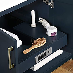 Ove Decors Stanley 42 inch Bathroom Vanity Combo Freestanding Bath Cabinet | Modern Single Sink with Cultured Marble Countertop | Backsplash Included, Midnight Blue