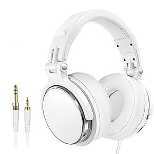 Nasuque Over-Ear Headphones, Foldable Headsets with Stereo Sound, Powerful Bass Headphones with Protein Memory Foam Ear Pads, 50mm Neodymium Drivers for Electric Drum Piano Guitar AMP (Silver)