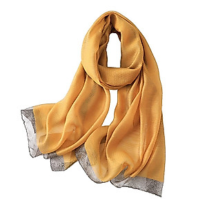 WINCESS YU Solid Color Mulberry Silk Scarf for Women Soft Blanket Shawl Beach Gauze Scarves and Wraps for for All Season