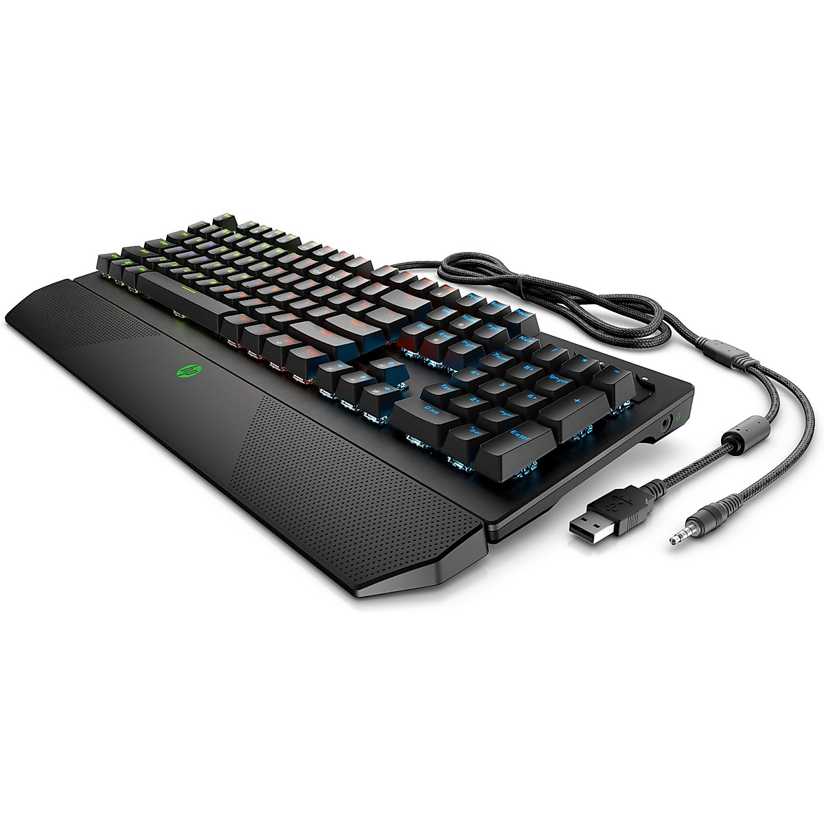 HP Pavilion Gaming Wired Mechanical Keyboard 800 with 4-Zone Backlit LED, Anti-Ghosting N-Key Rollover, Audio Control, and Red Mechanical Switches, (5JS06AA)