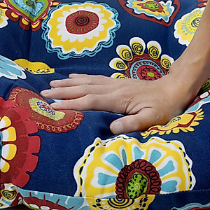 Magpie Fabrics Patio Bench Cushion 45"x18", Indoor/Outdoor Non-Slip Water Resistant Long Seat Pads, Tufted Loveseat Cushion for Swing, Settee, Window, Garden, Wicker, Front Porch (Heronsbill Navy)