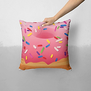 iiRov Sprinkled 3D Donut - Custom Decorative Home Decor Indoor or Outdoor Throw Pillow Cover Plus Cushion Set for Sofa, Bed or Couch (Pillow CASE Cover Plus Cushion)