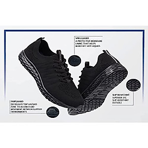 Shoes for Crews Everlight, Women's Non Slip, Breathable, Lace Up, Lightweight Work Shoes, Black,Size 9.5 Wide