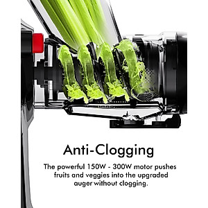 SiFENE Slow Masticating Cold Press Juicer Machines for Fruit & Vegetable, Juice Yield Maker Extractor with Dual Mouth, Quiet Motor & Anti-Clog System, Easy to Clean, Non-BPA, Red