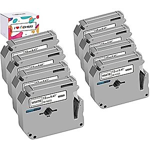 Hehua Compatible M-K231 Label Tape Replacement for Brother P-Touch M Tape MK 231 MK231 M231 12mm 0.47" Black on White, Work with Brother Ptouch PT-M95 PT-90 PT-70 PT-65 PT-45 Label Maker, 8-Pack