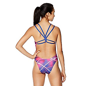 Speedo Women's Standard Swimsuit One Piece Endurance Fixed Back Double Strap, Late Night Neon, 36