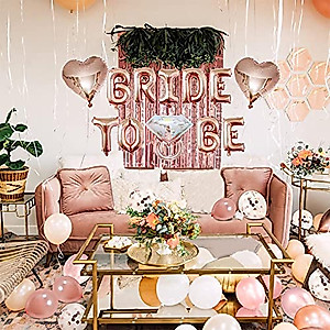 Bachelorette Party Decorations Kits-Rose Gold Bridal Shower Party Decor and Supplies-Bride to Be Balloons, Ring & Champagne Foil Balloons for Bridal Shower