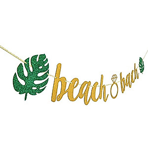 Beach & Bach Banner Sign Garland Pre-Strung for Beach Bachelorette Party Hawaiian Luau Summer Tropical Bach Party Decorations