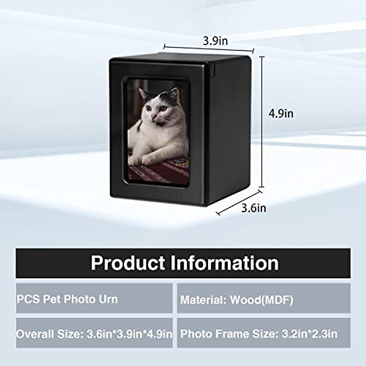 PCS Pet Urns for Cats, Cat Photo Urn, Cat Urn for Ashes, Urns for Cat Ashes, Pet Cremation Box Black-Small
