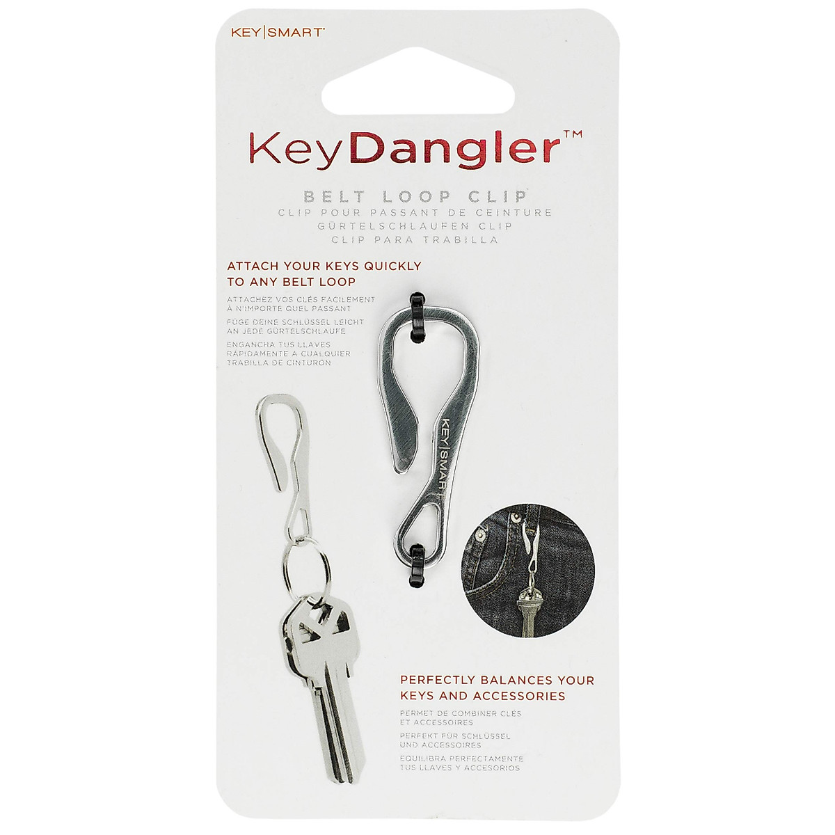 KeySmart Key Dangler - Clip Your KeySmart to Anything (Stainless Steel, Regular Size)