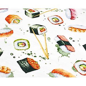 Sushi Crib Sheet | Extra Soft and Stretchy Jersey Knit Cotton | Beautiful Watercolor Design